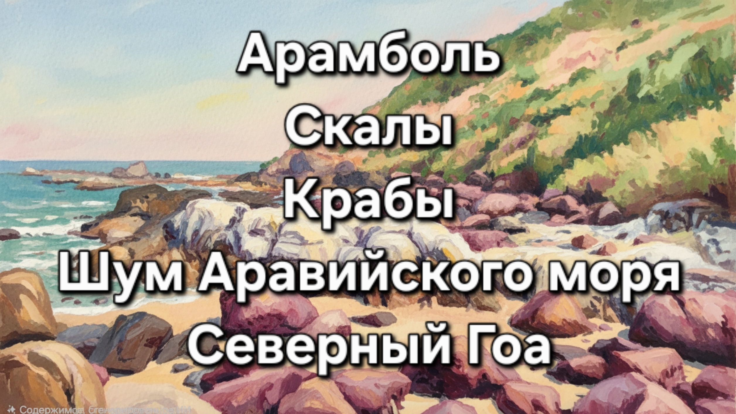 Арамболь, шум моря, цветные скалы, крабы, природа Северного Гоа, Индия