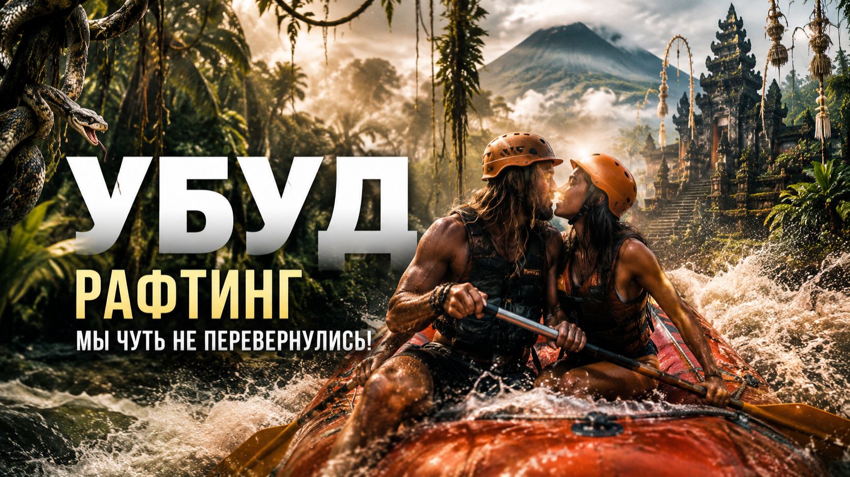 Рафтинг в Убуде. Мы чуть не перевернулись! Приключение с водопадом и порогами. Стоит ли рисковать?