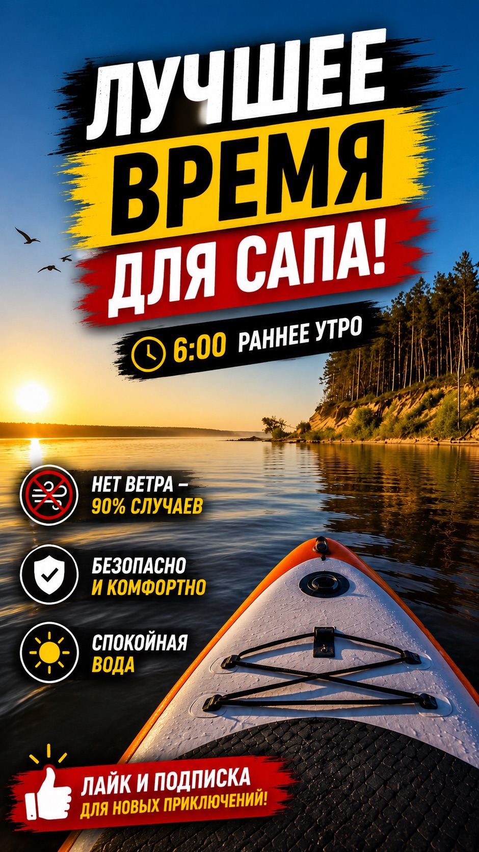 🌅 Когда лучше выходить на SUP?