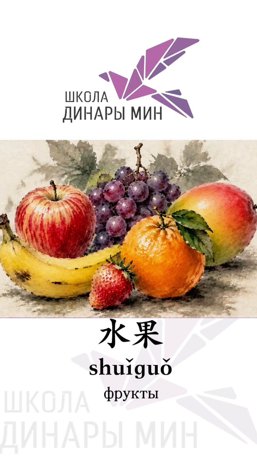 水果 shuǐguǒ  фрукты.  китайский язык. Школа Динары Мин