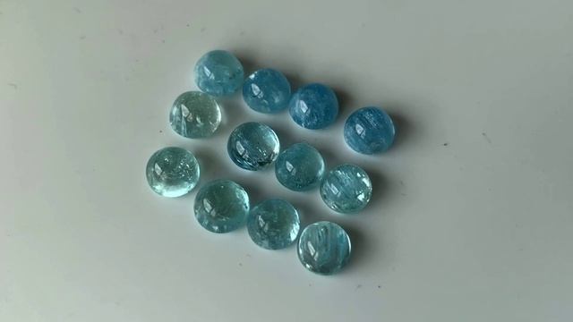 Аквамарины круги 7 мм высотой 4-5 мм