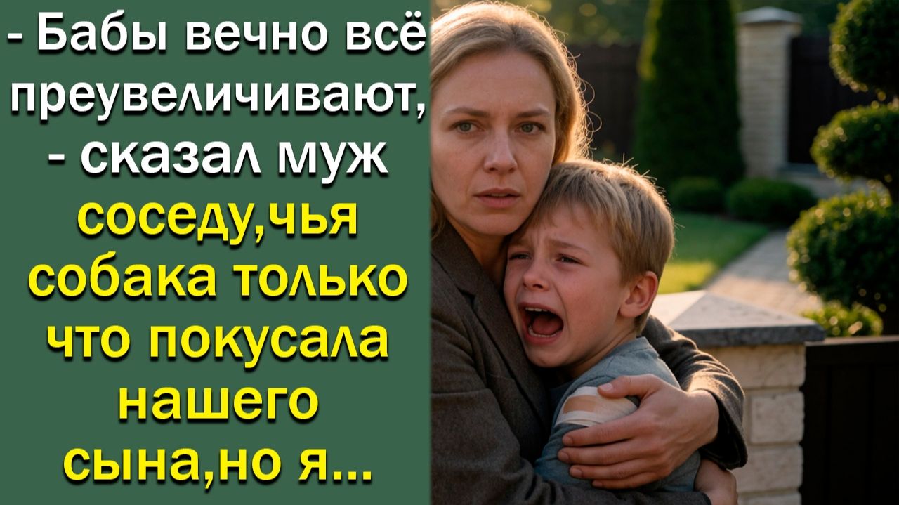 - Бабы вечно всё преувеличивают, – сказал муж соседу, чья собака только что покусала нашего сына.