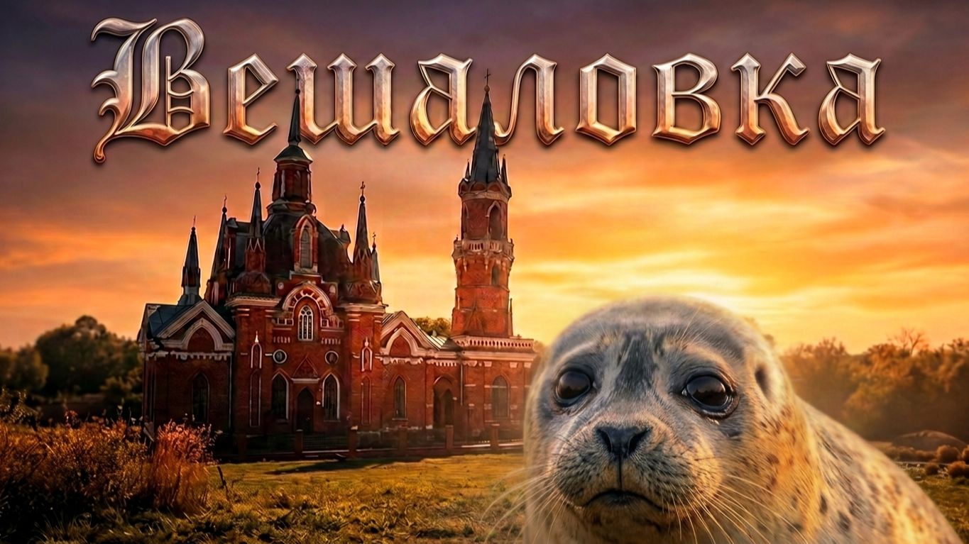 Вешаловка-жемчужина архитектуры. Псевдоготическая церковь, башня  и тюлень.