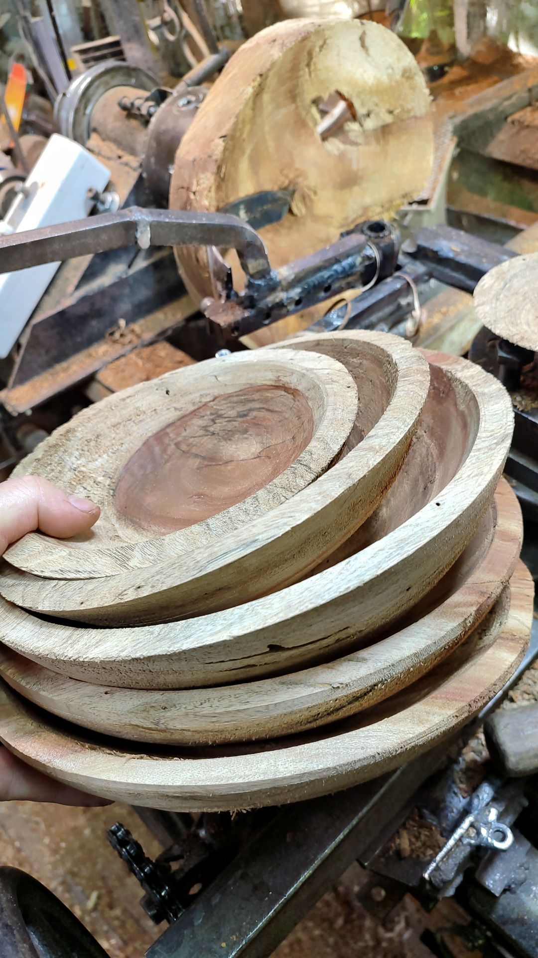 Комплект тарелок из одной чурки камфорного лавра.