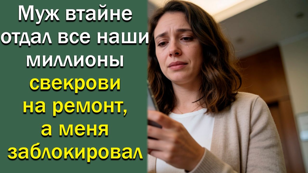 Муж втайне отдал все наши миллионы свекрови на ремонт, а меня заблокировал