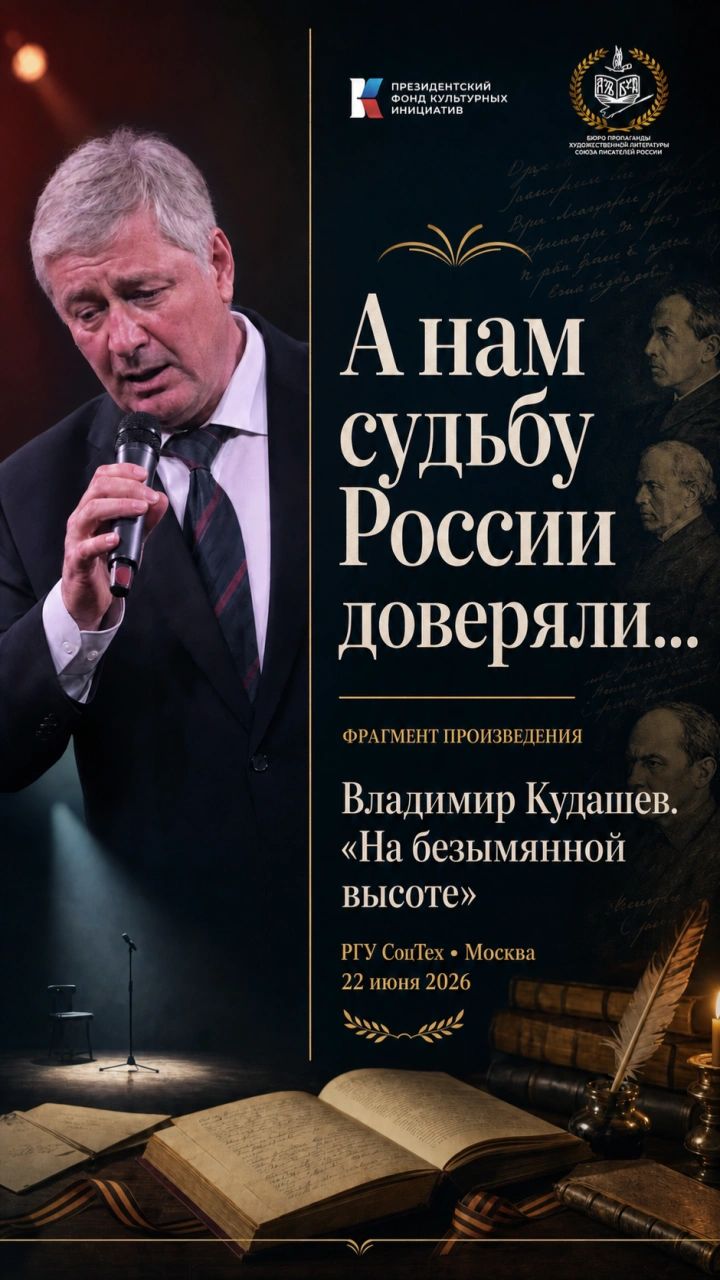 Владимир Кудашев — «На безымянной высоте», 22 июня 2026 года в РГУ СоцТех, Москва.