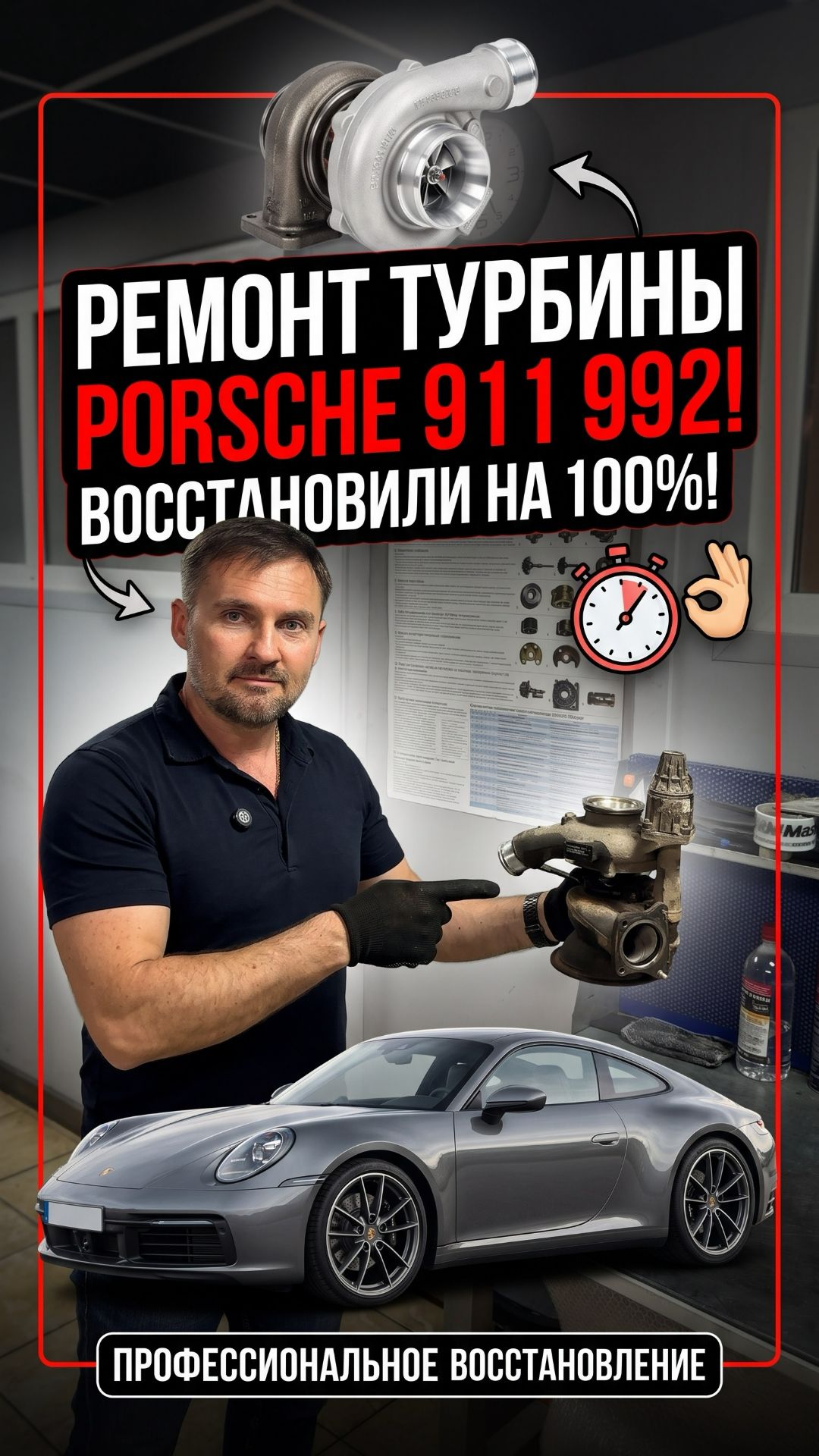 Ремонт турбины Porsche 911. Заводской брак в другой компании сделать не смогли.