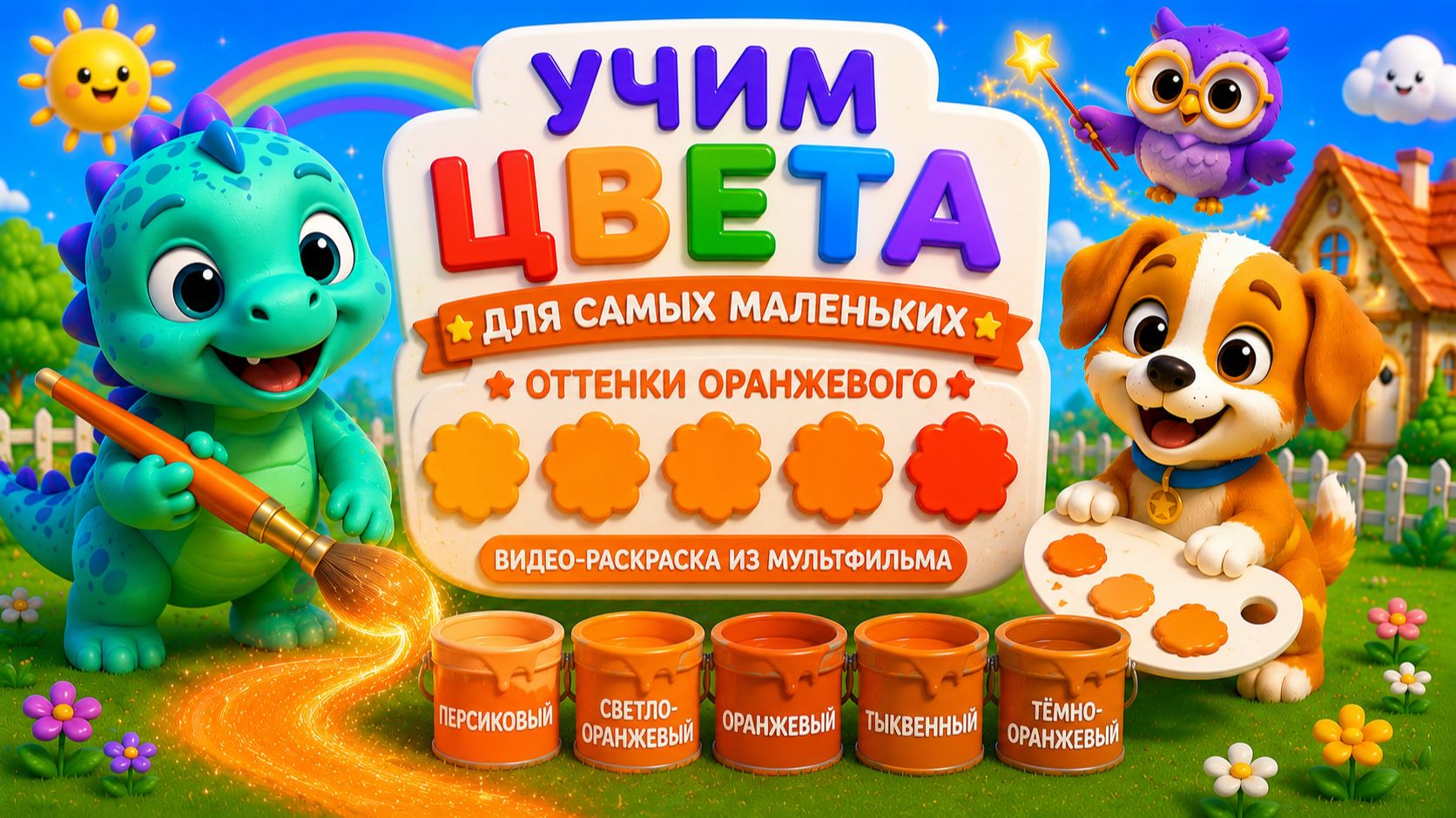 🧡 Учим оранжевый цвет для малышей 🎨 Волшебная кисточка и оттенки оранжевого | Мир детства