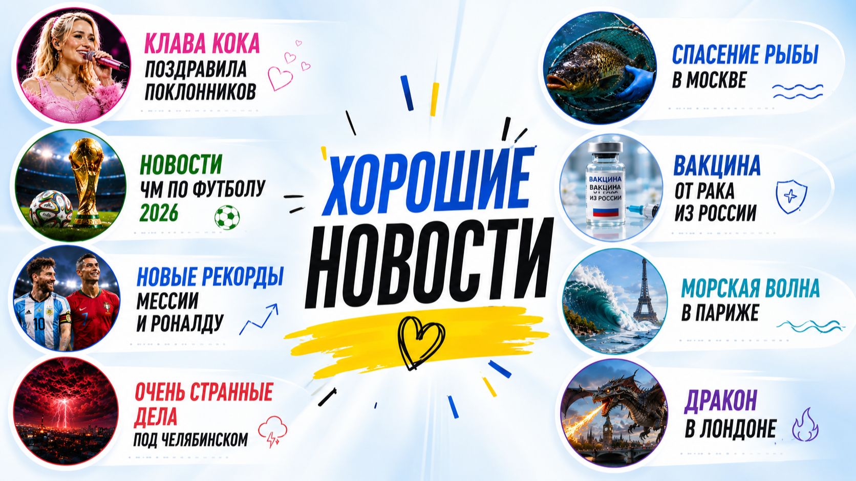 Мировой рекорд россиянки, морская волна в Париже, чемпионат мира по футболу, Кока | ХОРОШИЕ НОВОСТИ