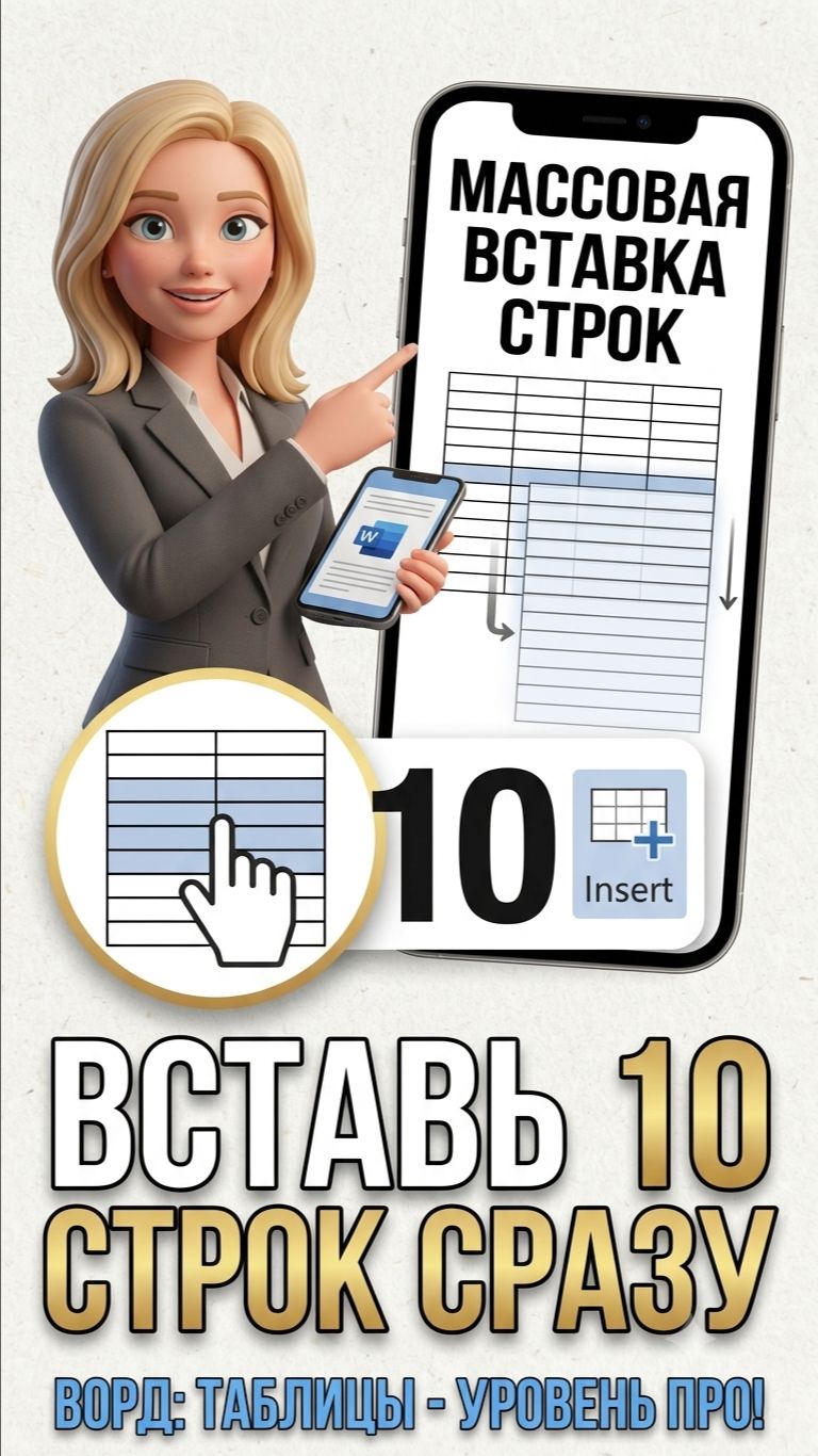 Ворд: Вставь 10 строк одним кликом! ⚡️