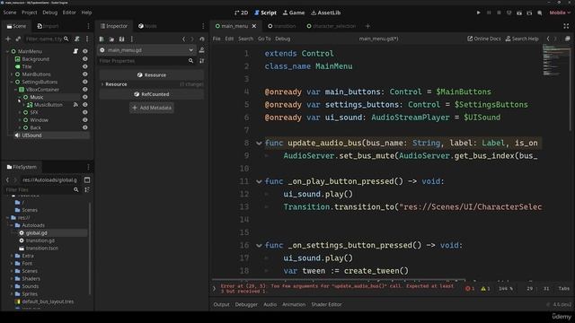 9. Меню настроек в Godot 4.6