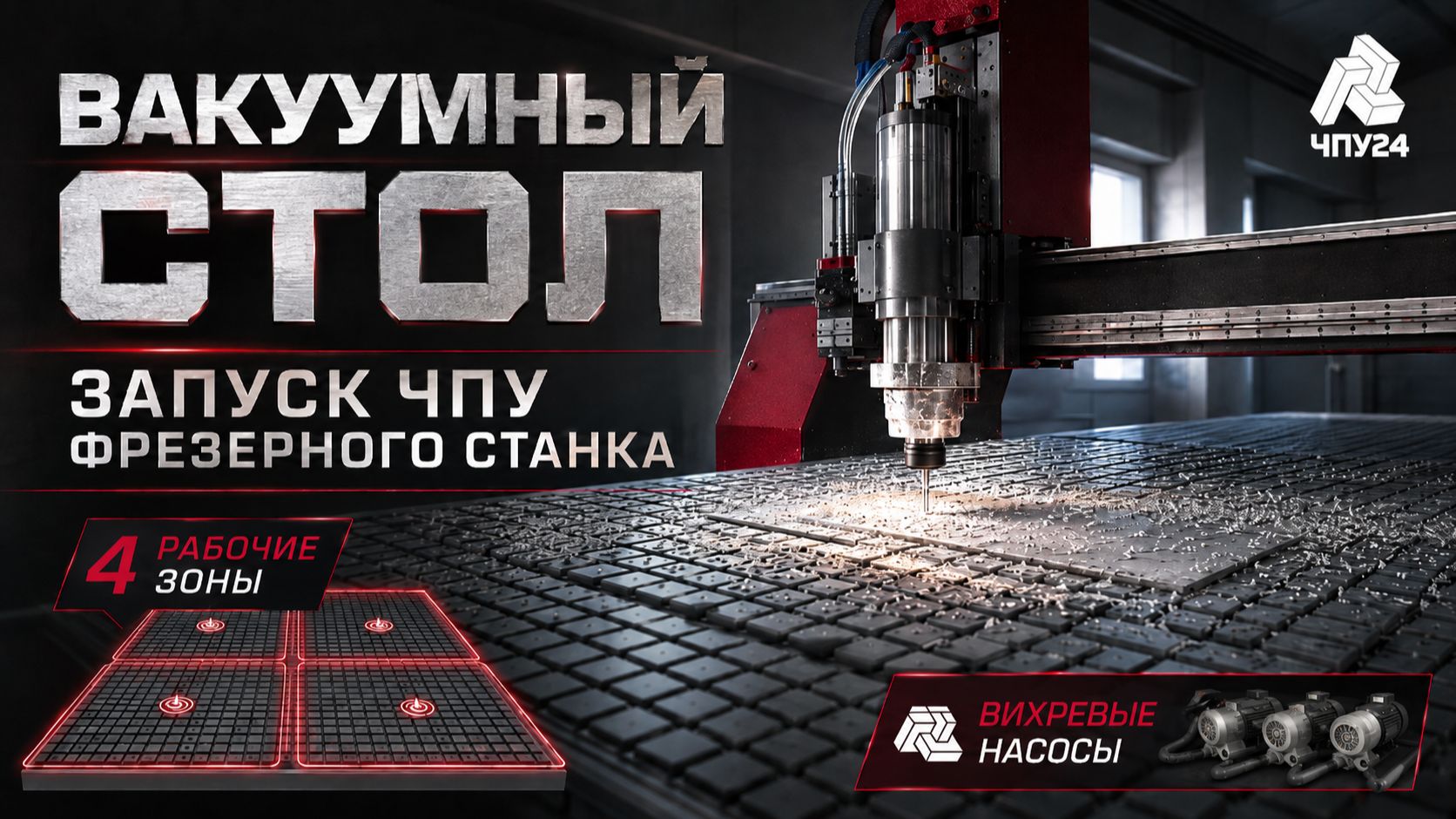 Вакуумный стол на чпу. Запуск чпу фрезерного станка.