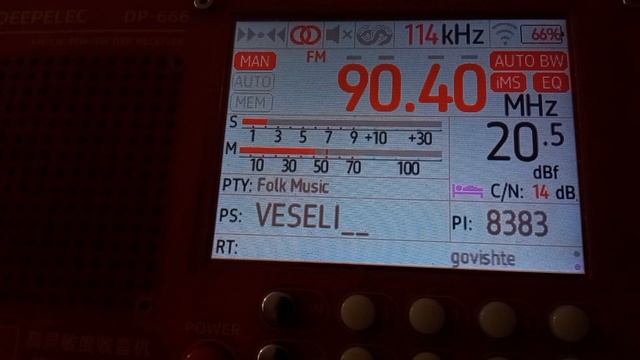 Radio Veselina (Bulgaria) 90,4 MHz (sporadic, ~2069 km)