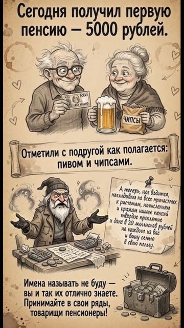 Получил первую пенсию 5 000 рублей #пенсия