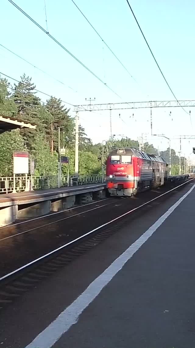 Тепловоз 2ТЭ25Км-0432 (ТЧЭ-2) следует с контейнерным поездом № 1ХХХ.