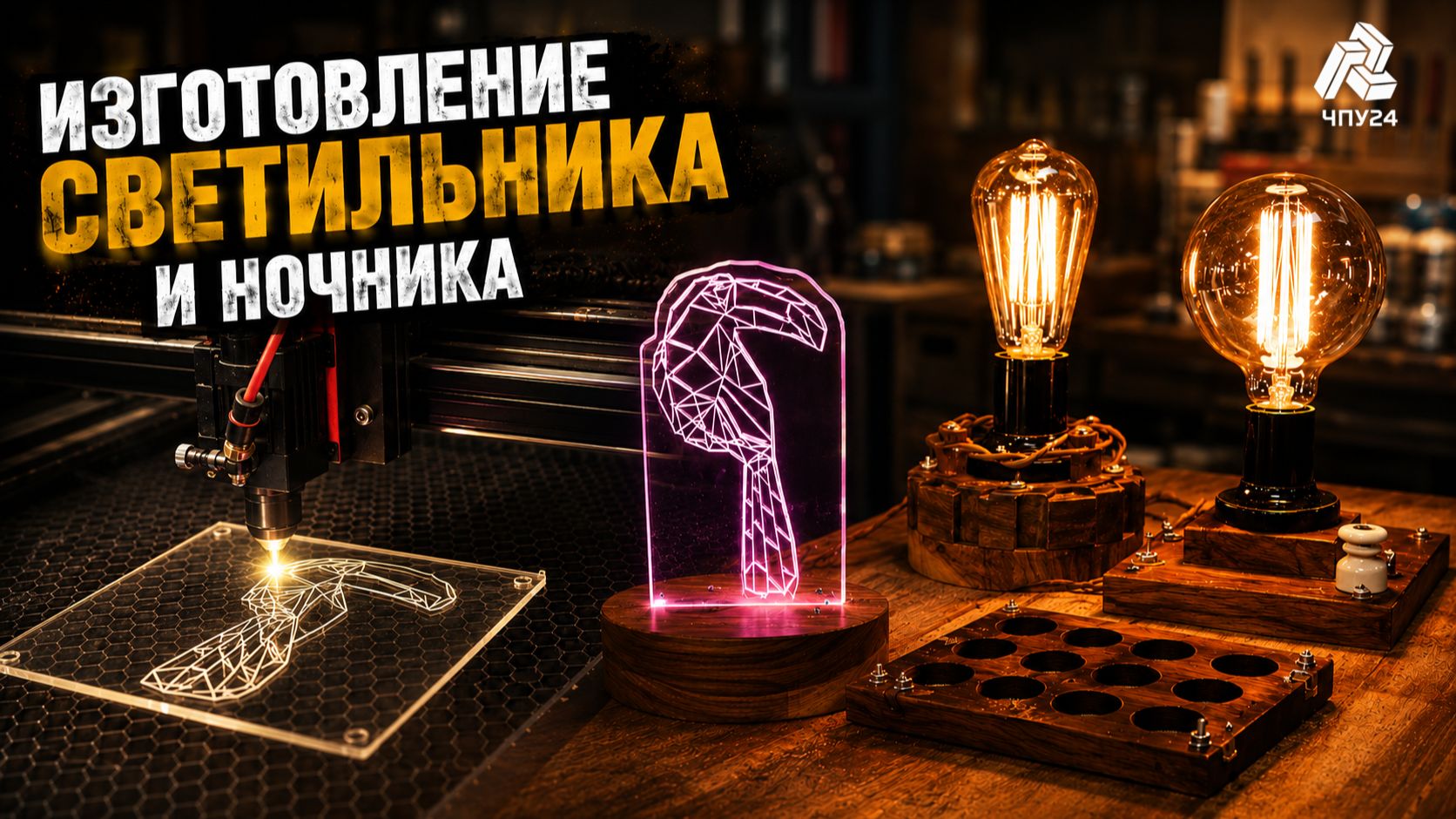 Изготовление светильника и ночника на чпу станке.ЧПУ24