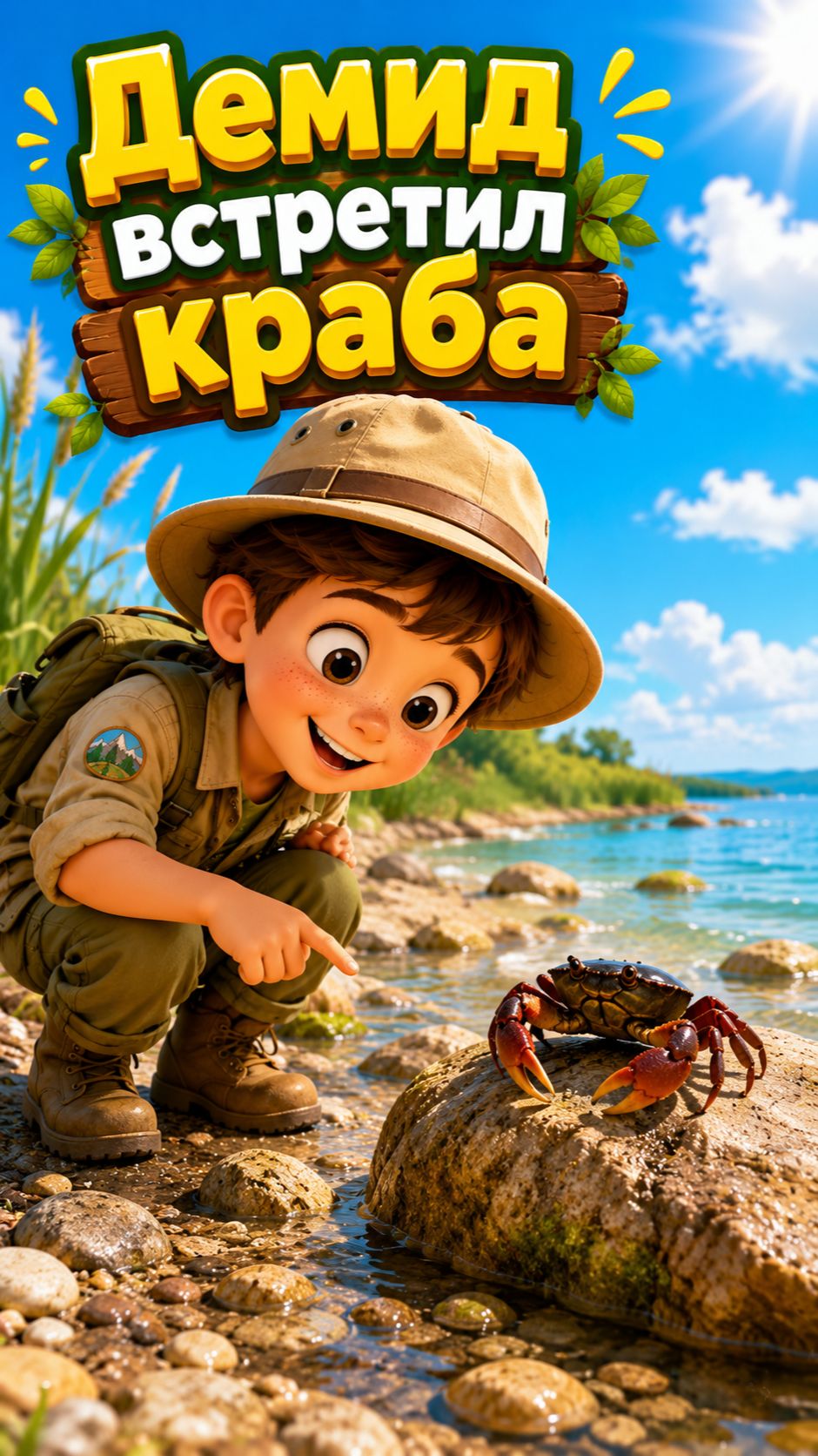 Демид снова встретил краба 🦀 Краб сидел прямо на камне!