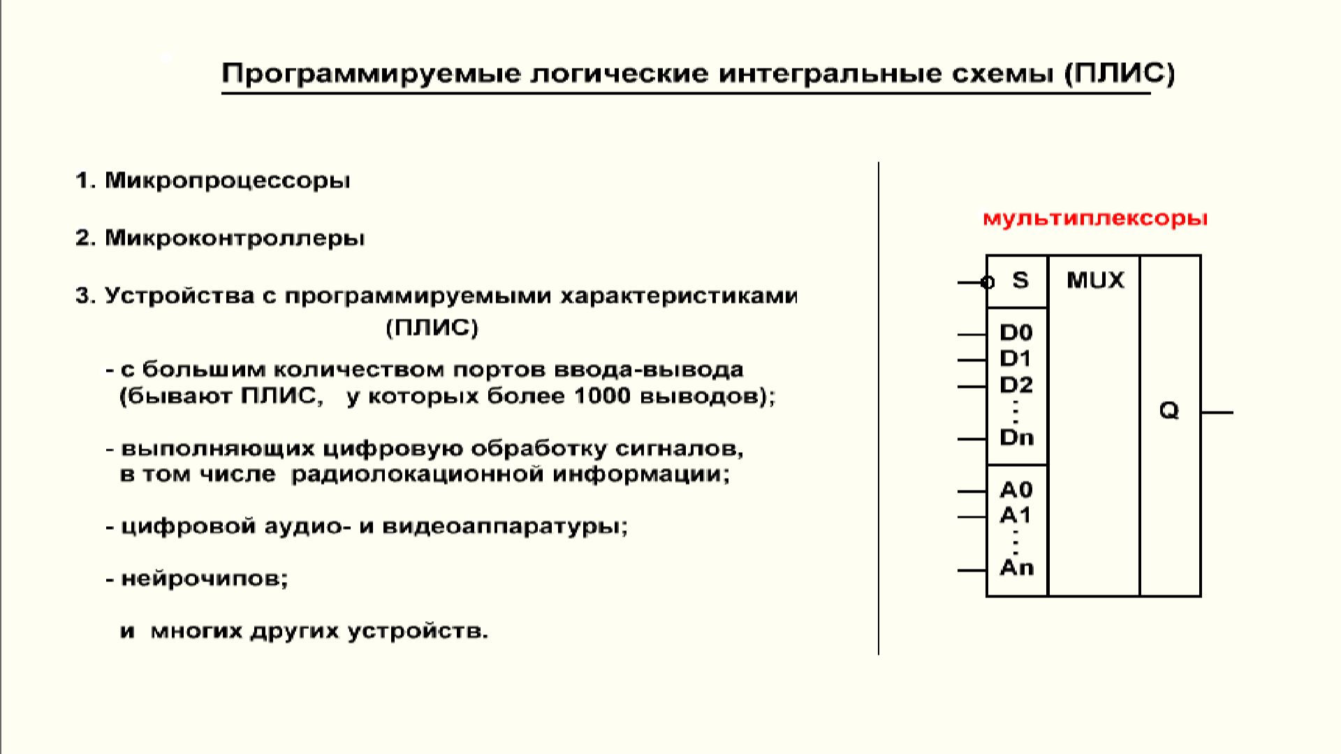 Видеоурок 5.1. Общие сведения о ПЛИС. Применение мультиплексоров в качестве ПЛИС – часть 1.