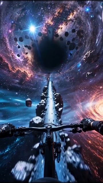 Велосипедист на млечном пути. Невероятно захватывающая ИИ-анимация как мультик