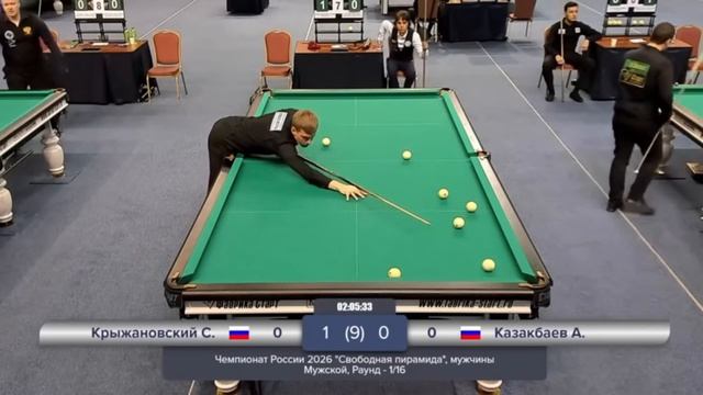 Бильярд. Крыжановский Сергей VS Казакбаев Алан. Чемпионат России 2026 "Свободная пирамида"