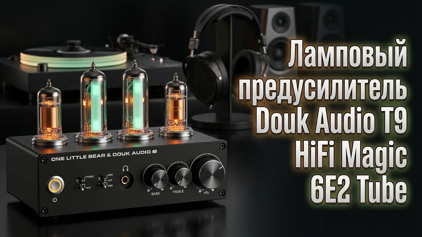 Китайский ламповый предварительный усилитель Douk Audio T9 HiFi Magic 6E2 Tube с Ozon
