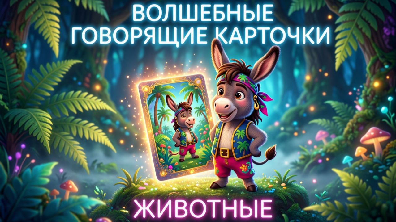 🧙ВОЛШЕБНЫЕ ГОВОРЯЩИЕ КАРТОЧКИ: ИЗУЧАЕМ ЖИВОТНЫХ  С ОСЛИКОМ ИА!