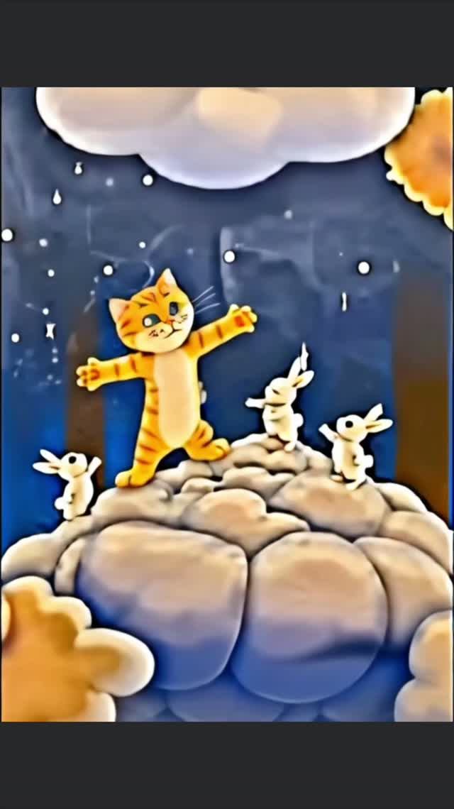 Зайки на облачках, рыжий кот и две кошки)