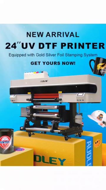 UV DTF-принтер Audley 60 см новая модель — 4 головы, клей+цвет+белый+лак или лак с фольгой