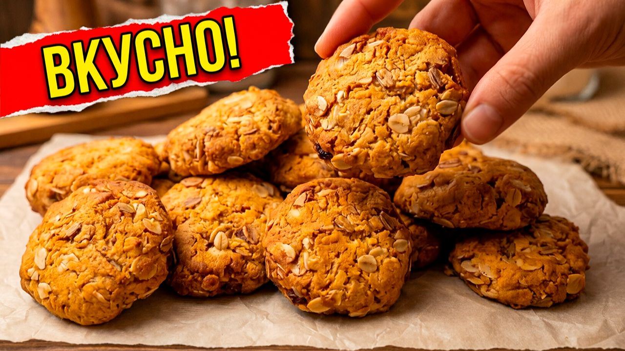 ЗА 20 МИНУТ! ОВСЯНОЕ ПЕЧЕНЬЕ! ХРУСТЯЩЕЕ И АРОМАТНОЕ! РЕЦЕПТ РАССЫПЧАТОГО И ОЧЕНЬ ВКУСНОГО ПЕЧЕНЬЯ🍪