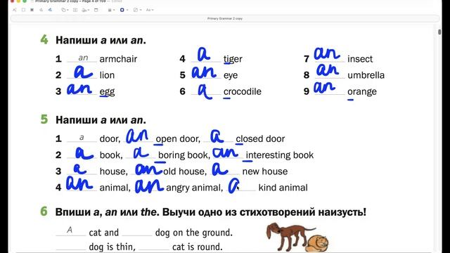 Видеоурок Articles a/the (артикли)