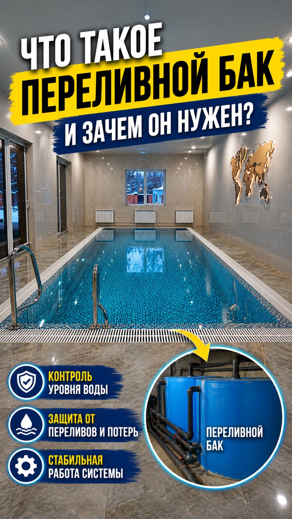 Что такое переливной бак в бассейне?