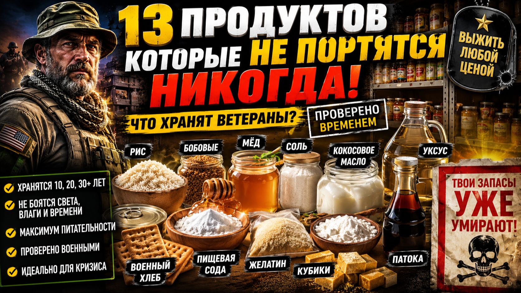 💥 СЕКРЕТЫ ВОЕННЫХ СХРОНОВ! 13 продуктов с бесконечным сроком хранения (гражданские этого не знают)