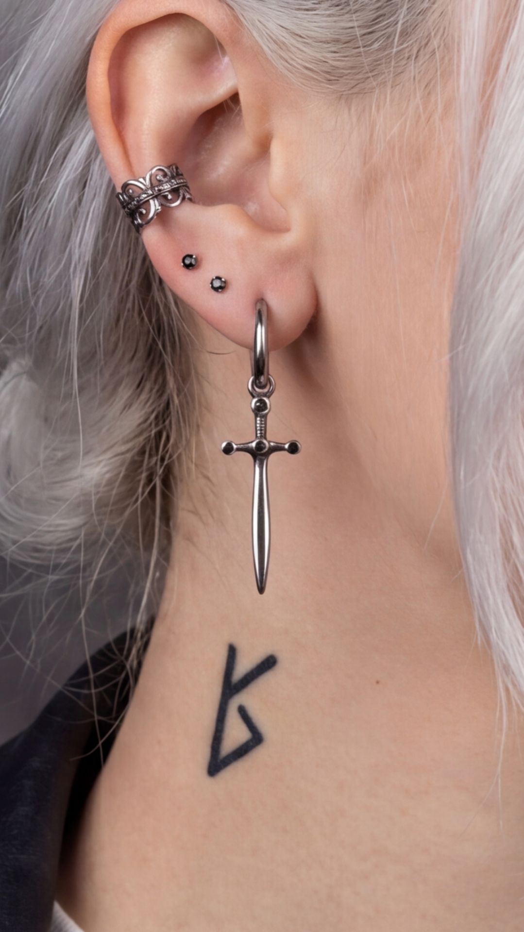 Серьги-конго с подвесками "Кубический меч" от StarfallShop