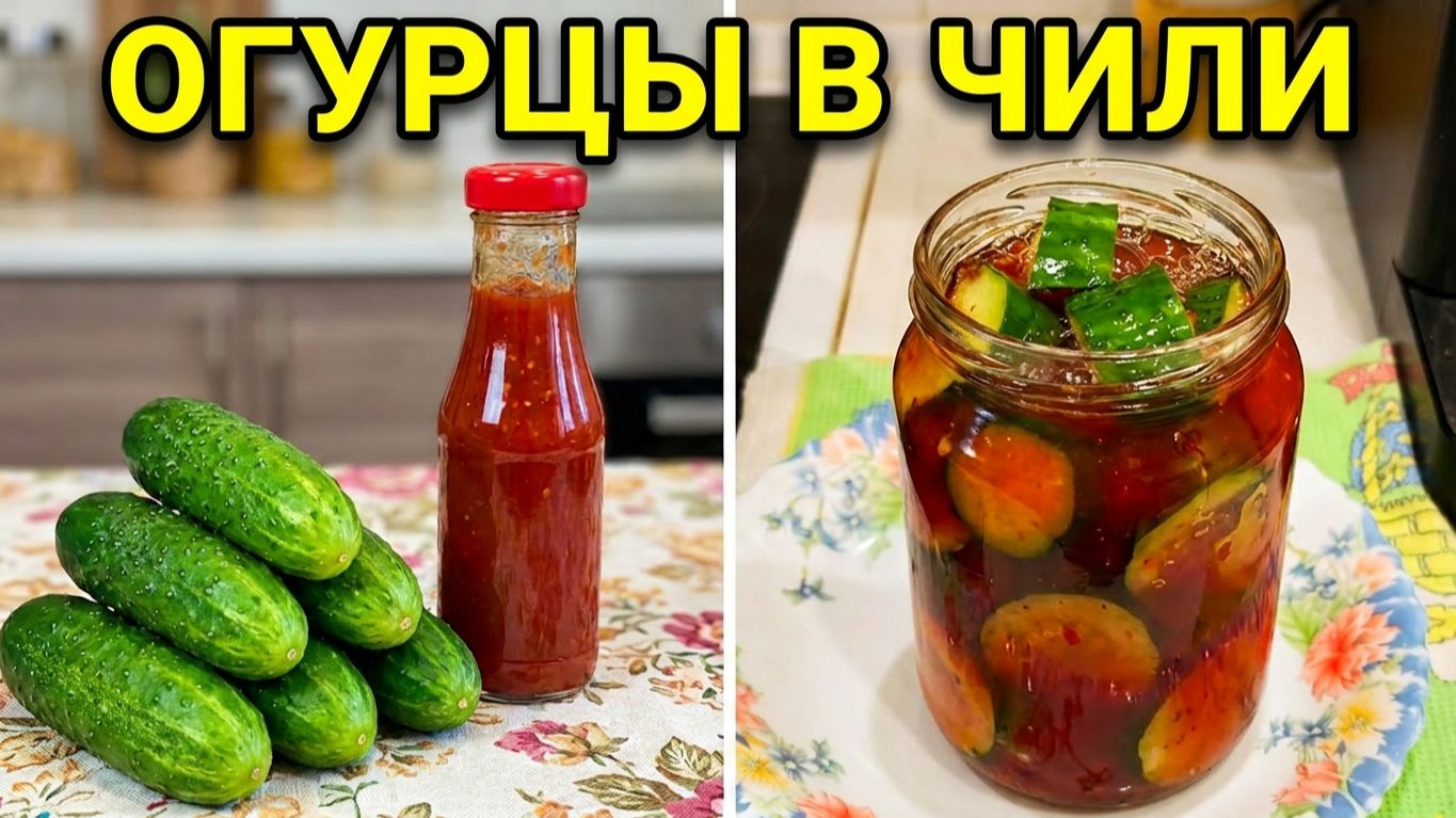🥒 Огурцы в кетчупе Чили — хрустящие, острые, невероятно вкусные! Оригинальная закуска на зиму