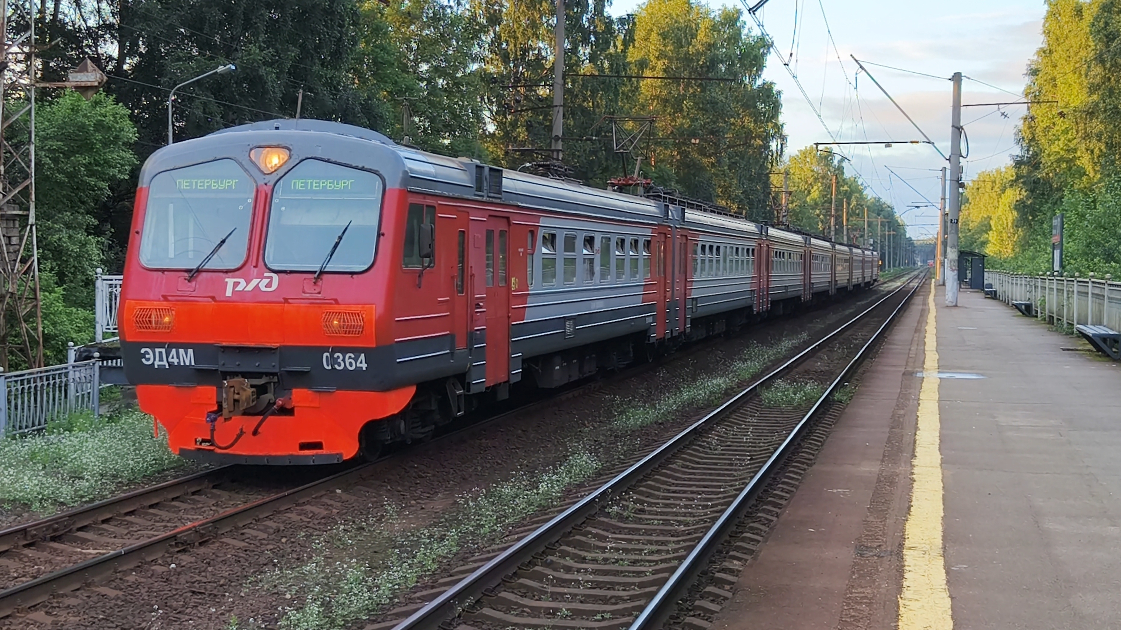 Дорога Жизни. ЭД4М 0364 на перегоне Мельничный Ручей - Ржевка. Пл. Пост Ковалëво