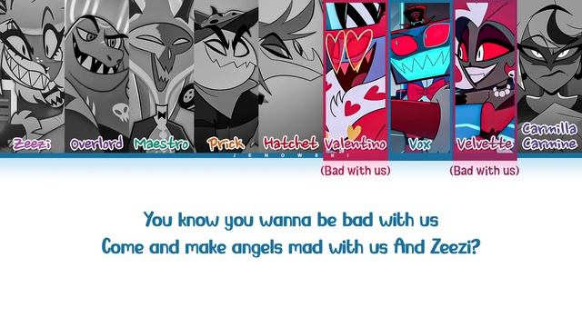 Hazbin Hotel - 'Bad With Us' (Color Coded Lyrics) - Jenowski (1080p, h264) (1)