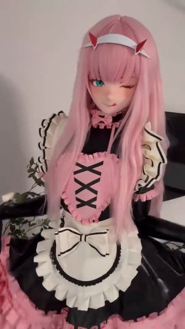 Кигуруми-маска Zero Two и лолитное латексное платье.) 👺