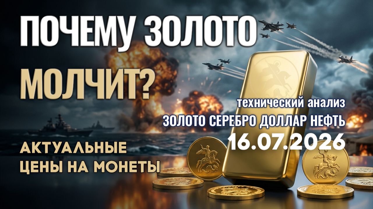 Золото не реагирует на войну США и Ирана. Анализ рынка золота, серебра, нефти, доллара 16.07.2026 г