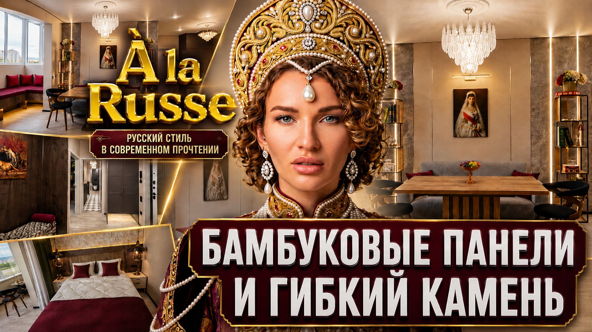 Ремонт в стиле A la Russe  с бамбуковыми панелями и гибким камнем