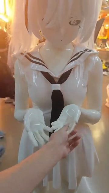 POV трогаем белую латексную кигуруми-куклу. #pov #latex kigurumi #kigurumimask #kigurumidoll