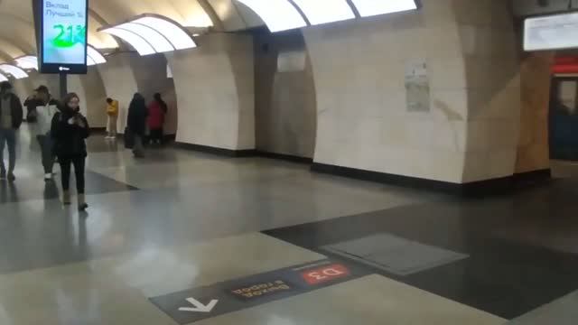 Станция метро Бутырская интерьер, пассажиры, поезд Москва Фрагмент 9