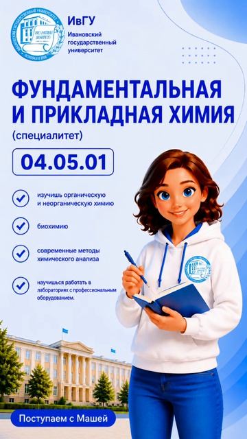🎓Представляем направление подготовки специалитета «Фундаментальная и прикладная химия»!