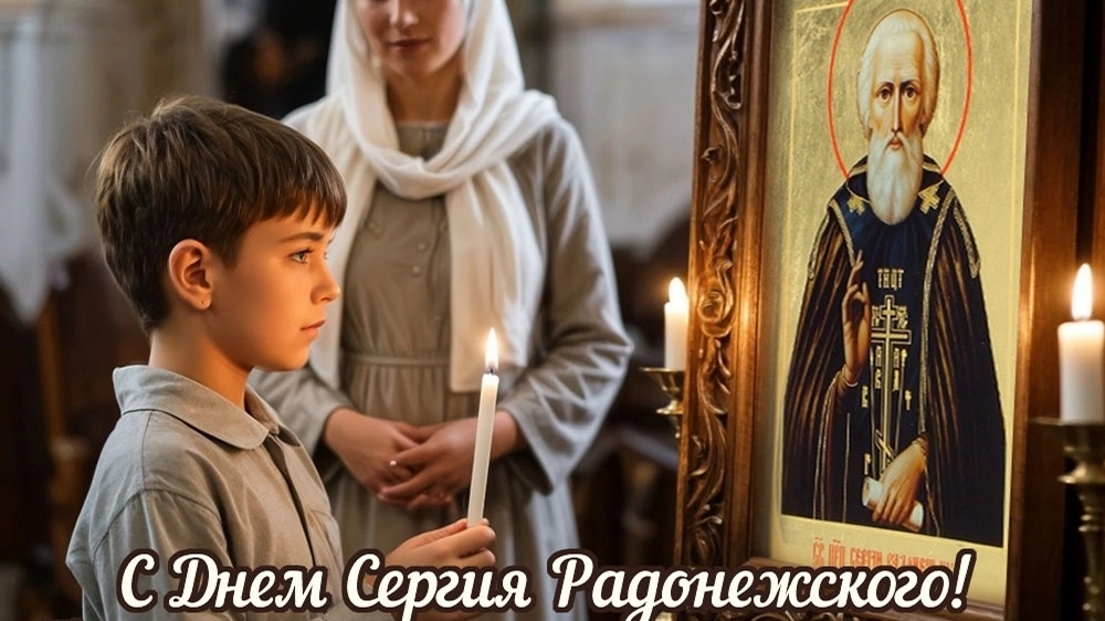 С днём Сергия Радонежского. Красивая музыкальная открытка.