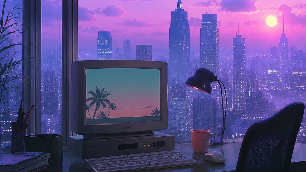 Воздушная, умиротворённая, погружающая, спокойная музыка в жанре Vaporwave.