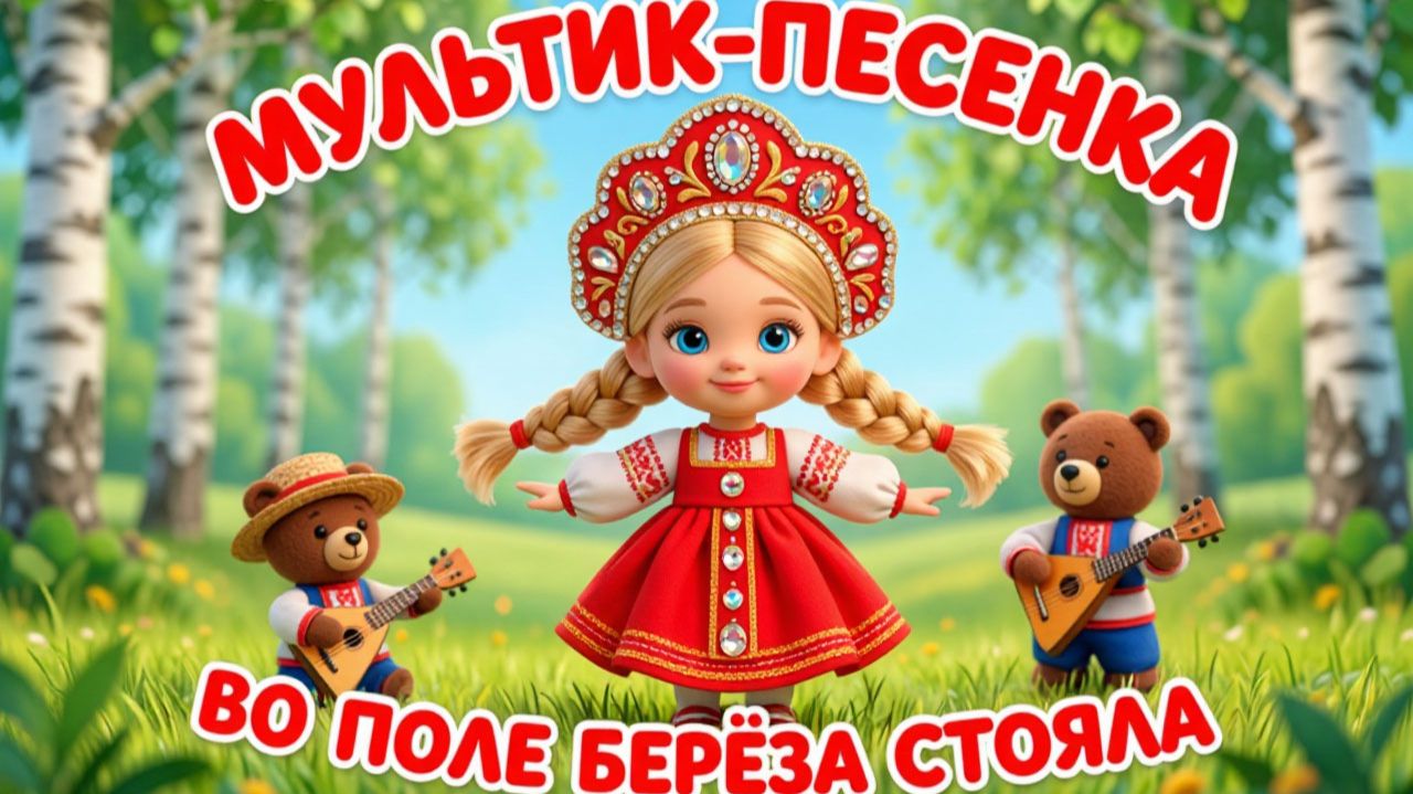 🪆РУССКАЯ НАРОДНАЯ МУЛЬТИК-ПЕСЕНКА: ВО ПОЛЕ БЕРЁЗА СТОЯЛА!👶🎶 Детские развивающие песенки