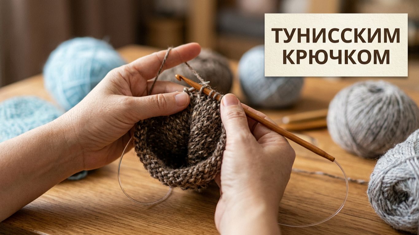 Модели в технике тунисского вязания