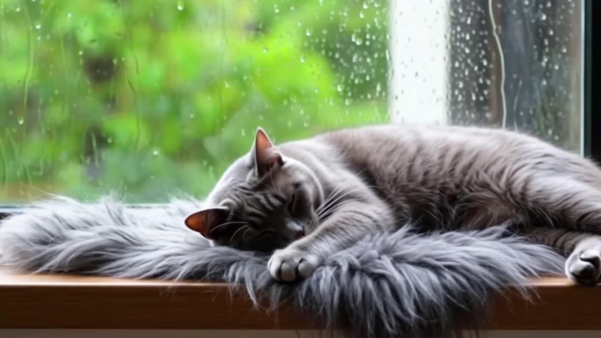 Коты и дождь за окном