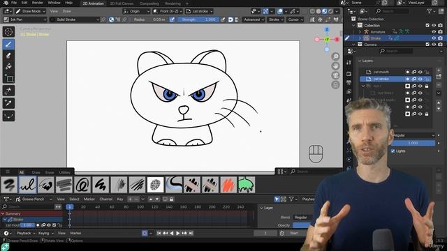 BLENDER - Grease Pencil 03 - Animate 2D Art in a 3D World
