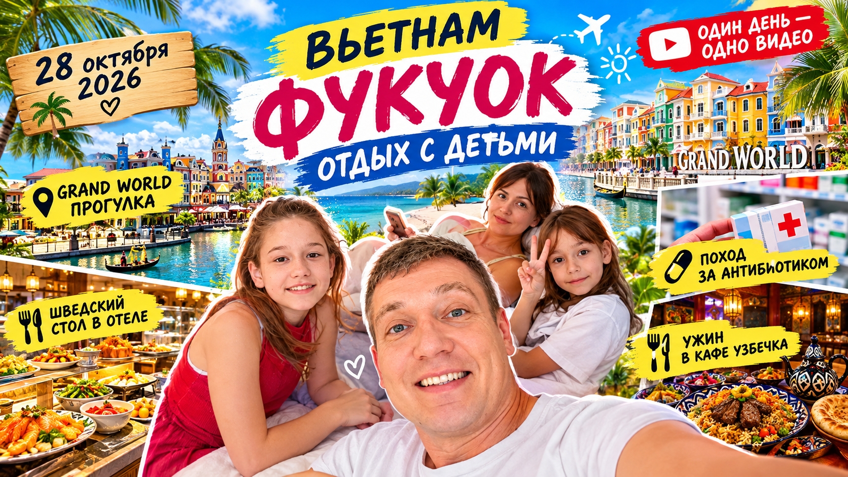 Вьетнам остров Фукуок отдых с детьми (один день - одно видео)