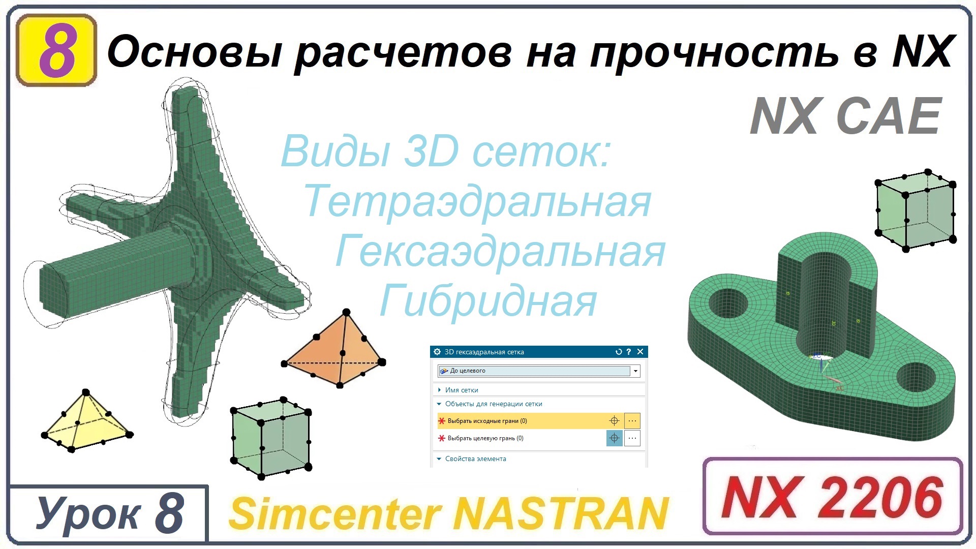 NX CAE. Основы расчетов на прочность в NX. Урок 8. Виды 3D сеток.